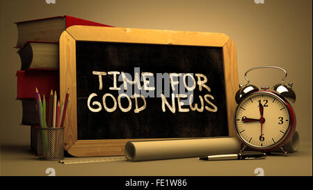 Time for good news. Clock with text. Analog Clock with the words TIME ...