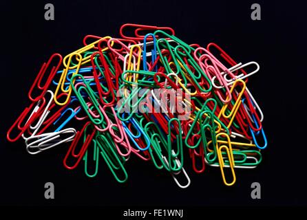 Black background with colorful paper clips and copy space Stock Photo ...
