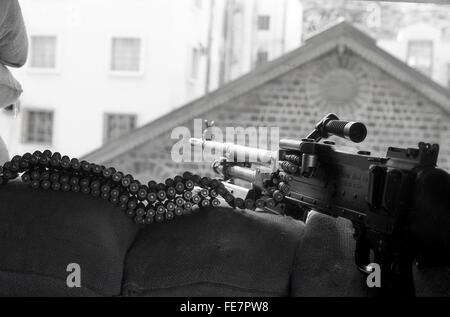 42 Cdo RM GPMG and sangar front line Aden Yemen 1967 British withdrawal ...