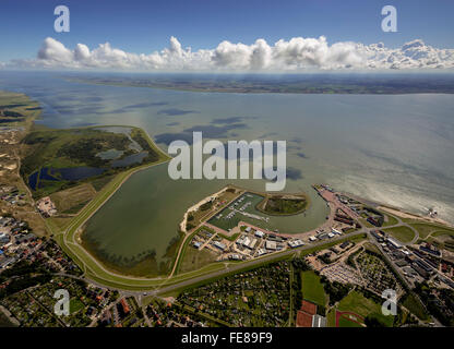 Norderney Harbour, ferry terminal, Wadden Sea, aerial view, Norderney ...