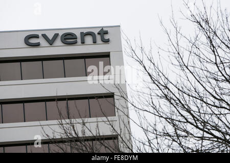 A logo sign outside of the headquarters of Cvent in McLean, Virginia ...