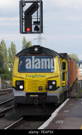 Freightliner train hauled by class 70 diesel locomotive, UK Stock Photo ...