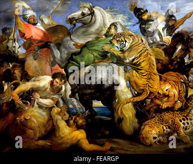 The Lion Hunt, painting by Flemish artist Peter Paul Rubens, Munich ...