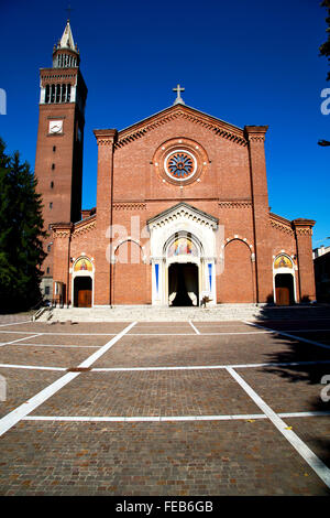 The castellanza primo old church closed brick tower sidewalk italy ...