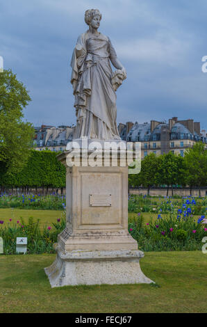 Classical statues adorn the public parks and gardens of Paris, France ...