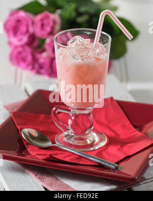 Rose bandung. Rosewater flavour milk drink. South East Asia Stock Photo ...