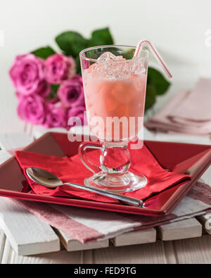 Rose bandung. Rosewater flavour milk drink. South East Asia Stock Photo ...