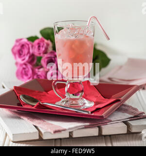 Rose bandung. Rosewater flavour milk drink. South East Asia Stock Photo ...