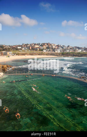 Bronte Ocean Baths swimming pool with beach in background Sydney New ...