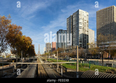 View of the Eiffel Tower and Beaugrenelle in Paris, France on June 14 ...