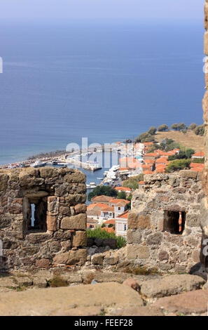 Greece Lesvos View of Molyvos with castle Stock Photo - Alamy