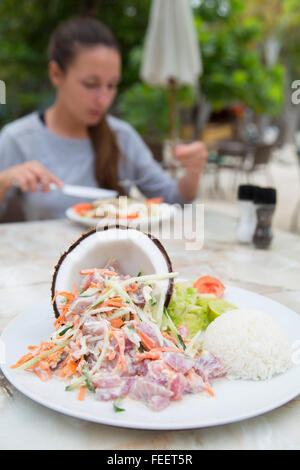 Poisson cru (raw fish with coconut milk), Bora Bora, Society Islands ...