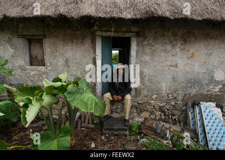 Philippines. Batanes, Ivatan people, Old woman wearing traditional ...