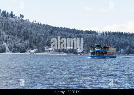 Coeur d' Alene, Idaho - December 16: Two unidentified people walking on ...