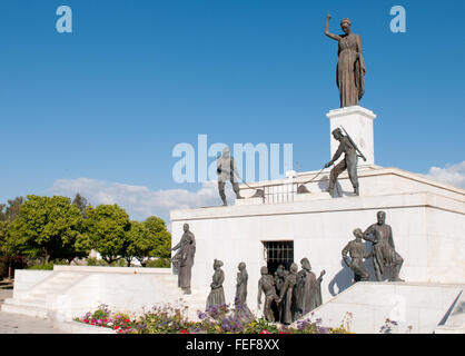 Bronze Statues on the liberty monument in the city of Nicosia in Cyprus ...