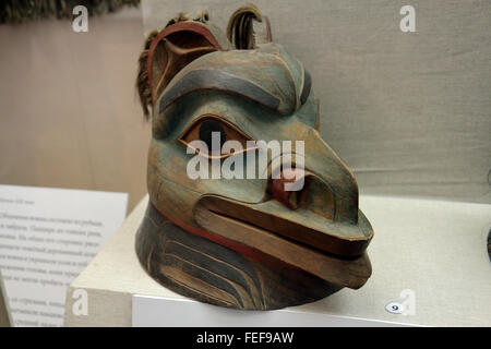 A North American Tlingits (Alaska) mountain goat head helmet in the ...