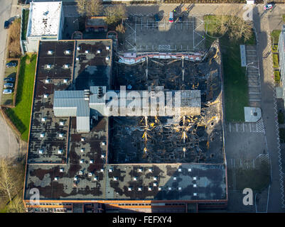 Aerial view, fire, Aachen, Hall of WZL RWTH Campus Melaten completely ...