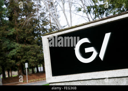 A logo sign outside of the headquarters of GV, also known as Google ...