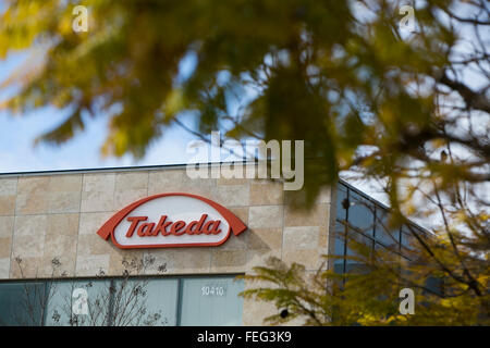 Takeda logo sign the office building of Takeda Pharmaceutical Company ...