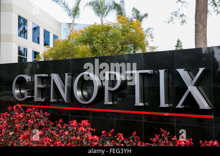 A logo sign outside of the headquarters of Genoptix in Carlsbad ...