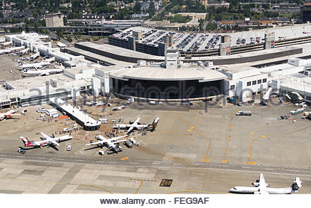 A view of Seattle-Tacoma International Airport (Sea-Tac) from an Stock ...