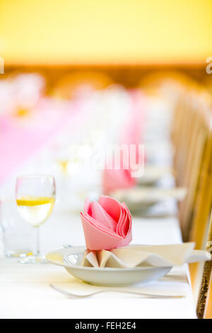 Wedding reception banquet dinner party table place settings set in ...