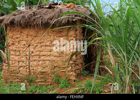 Traditional African mud hut with thatched roof in village Kenya Stock ...