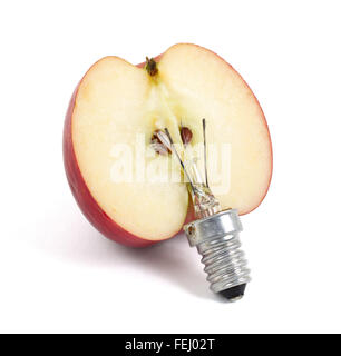 Apple lightbulb, concept of green energy - isolated on white Stock ...