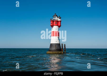 Roter sand lighthouse in the North Sea, Germany, Lower Saxony Stock ...