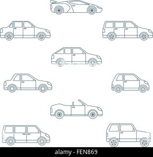 Cars outline icons collection. Vehicle, Automobile, Motor, Auto, Sedan ...