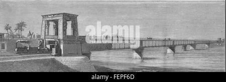 EGYPT Railway bridge Across The Nile at Benha 1856. Illustrated London ...