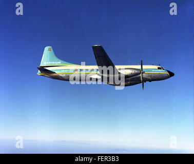 The Convair 640, registration N3407, operated by Caribair, is captured ...