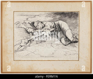 A World War I-era cartoon depicting wartime themes, illustrating the ...
