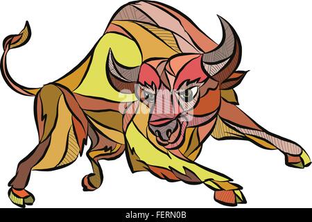 Raging Bull Charging Drawing Stock Vector Image & Art - Alamy