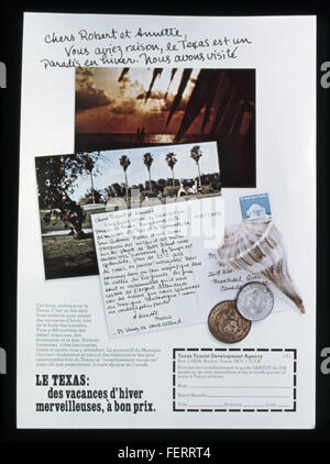 A vintage advertisement promoting tourism in Texas, showcasing the ...