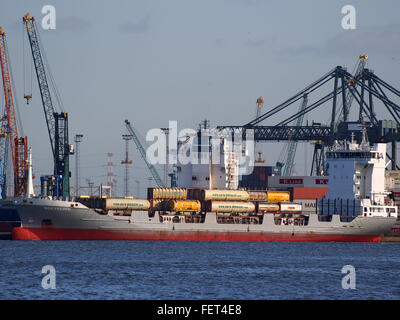 The Nor Feeder, a 1998-built container ship, operates in the Port of ...
