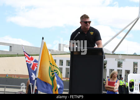 Blair Cottrell, leader of the United Patriots Front (UPF) speaks over ...