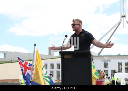 Blair Cottrell, leader of the United Patriots Front (UPF) speaks over ...