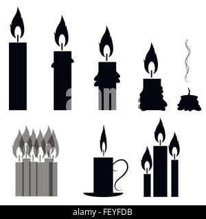 Set of different cemetery memorial candles isolated on white Stock ...