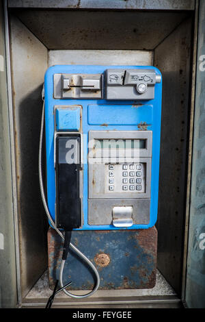 Spanish public telephone box pay booth on street in Playa Santiago, La ...