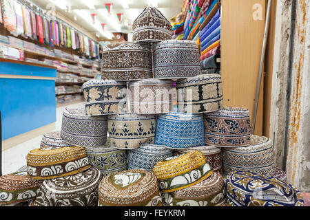 A traditional Omani hat ( Kuma ) shop in Sur, Oman Stock Photo - Alamy