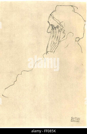 A drawing by Gustav Klimt, known for his signature style blending ...