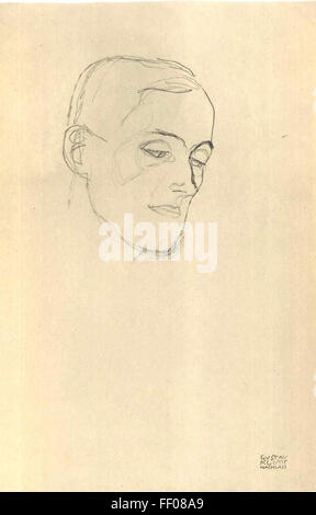 A drawing by Gustav Klimt, known for his ornate and symbolist style ...