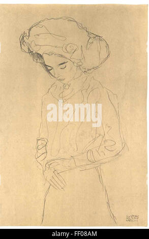 A drawing by Gustav Klimt, illustrating his signature style in art ...