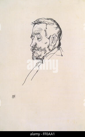 A drawing by Egon Schiele, known for his expressive and emotionally ...