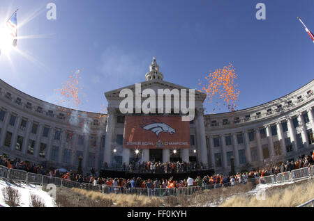 Denver, Colorado, USA. 9th Feb, 2016. Denver Broncos fans come out to ...