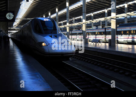 RENFE Alvia train at platform of Cordoba railway station, Spain Stock ...