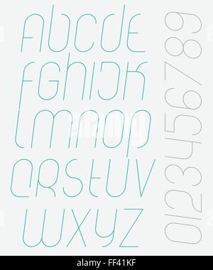 set of isolated, slanted alphabet letters and numerals. vector font ...