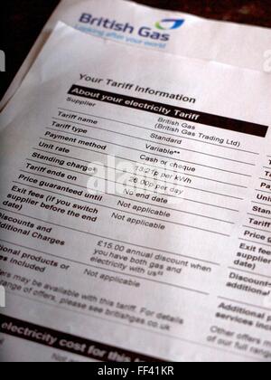 Gas and Electricity bill from British Gas Stock Photo - Alamy