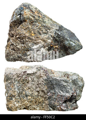 two pieces of Arsenopyrite rock isolated Stock Photo - Alamy
